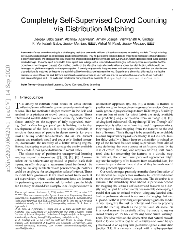 Pdf Completely Self Supervised Crowd Counting Via Distribution Matching