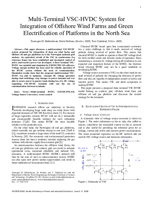 (PDF) Multi-terminal VSC-HVDC system for integration of offshore wind ...