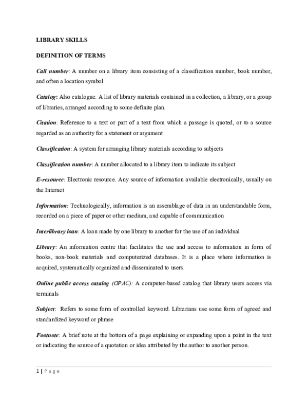 (DOC) LIBRARY SKILLS