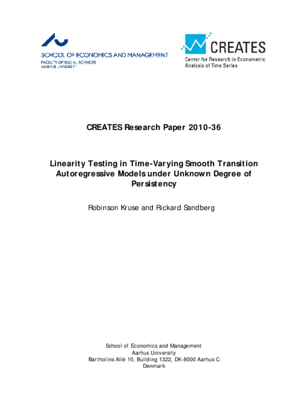 Pdf Linearity Testing In Time Varying Smooth Transition Autoregressive Models Under Unknown