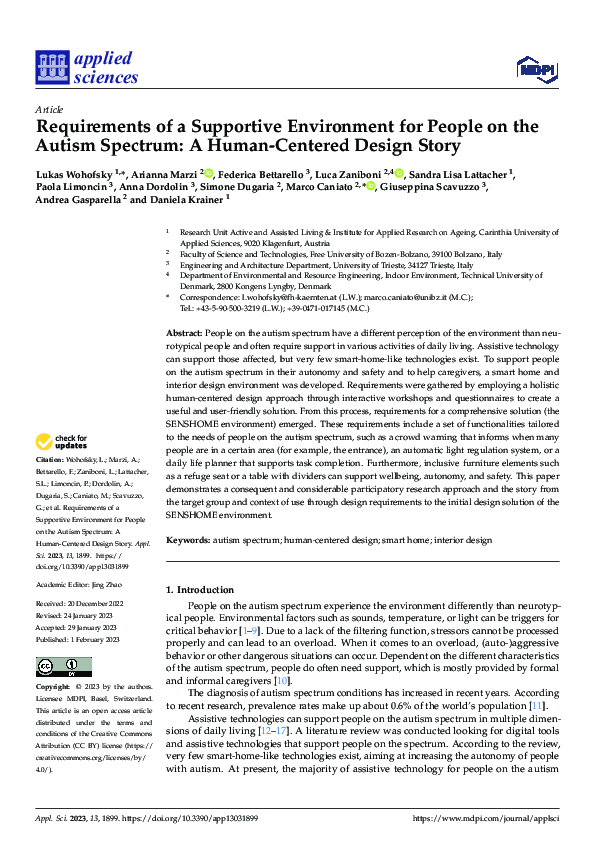 (PDF) Requirements of a Supportive Environment for People on the Autism ...