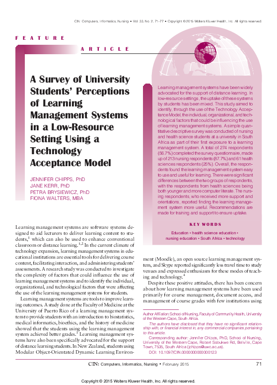 (PDF) A survey of university students' perceptions of learning management systems in a low ...