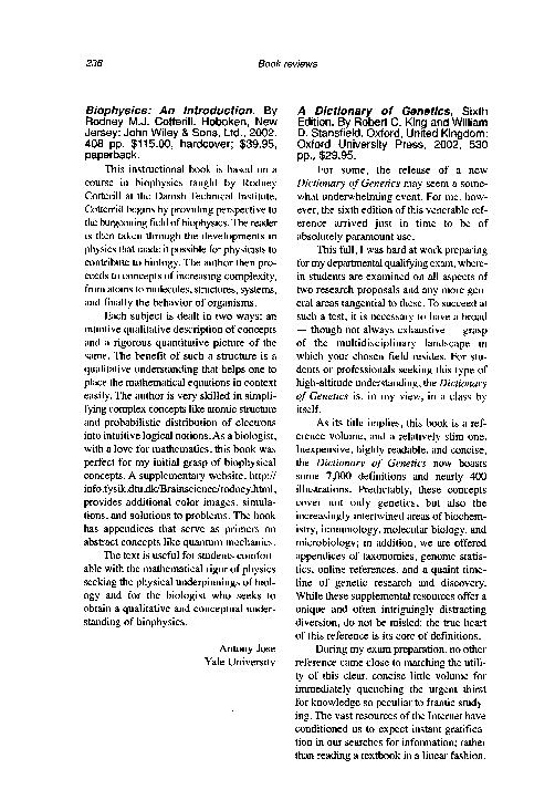 (PDF) Biophysics: an introduction