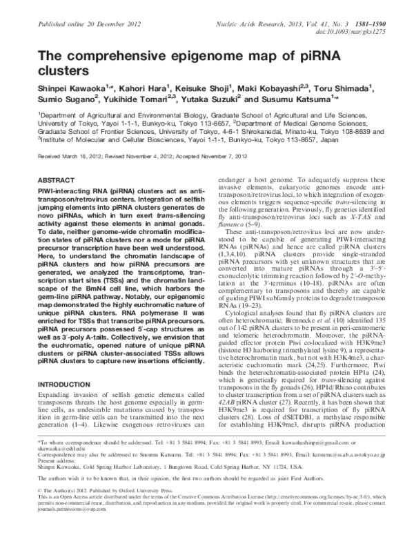 (PDF) The comprehensive epigenome map of piRNA clusters