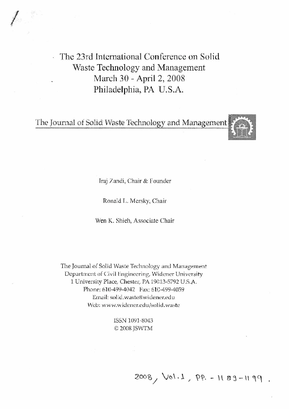 (PDF) The Journal of Solid Waste Technology and Management