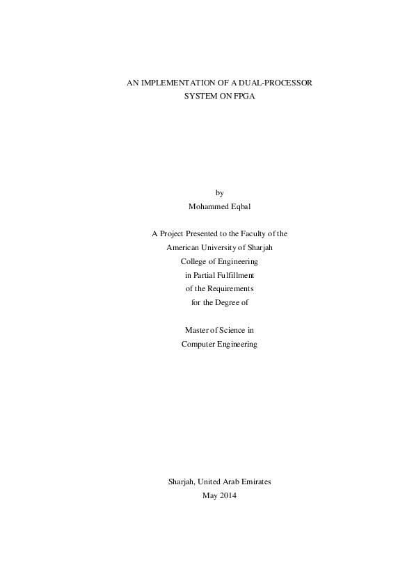 Pdf An Implementation Of A Dual Processor System On Fpga Mohammed