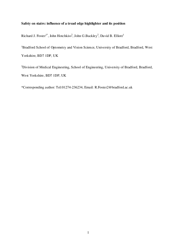 (PDF) Safety on stairs: Influence of a tread edge highlighter and its ...