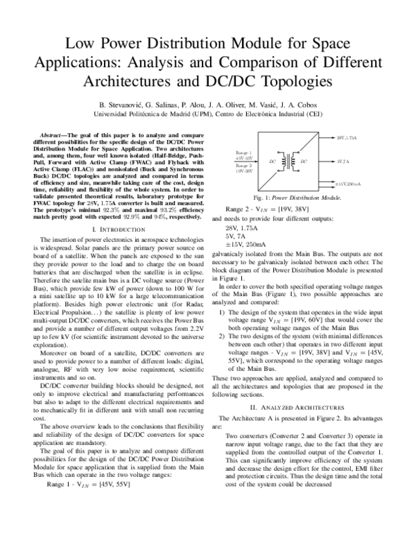 (PDF) Low Power Distribution Module for Space Applications: Analysis ...