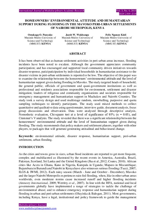 (PDF) Homeowners’ environmental attitude and humanitarian support ...