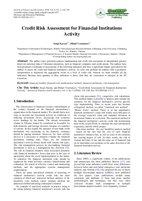 (PDF) Credit Risk Assessment for Financial Institutions Activity