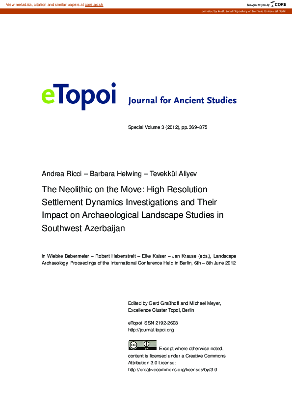 (PDF) The Neolithic on the Move: High Resolution Settlement Dynamics ...