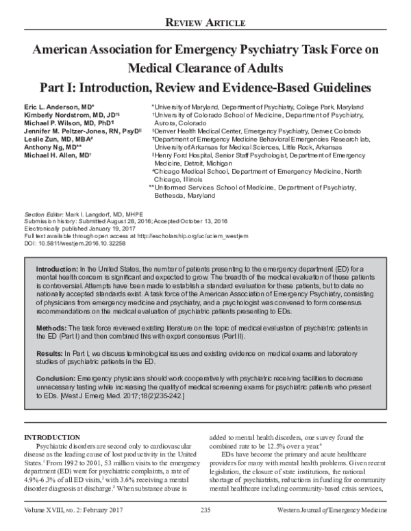 (PDF) American Association for Emergency Psychiatry Task Force on ...