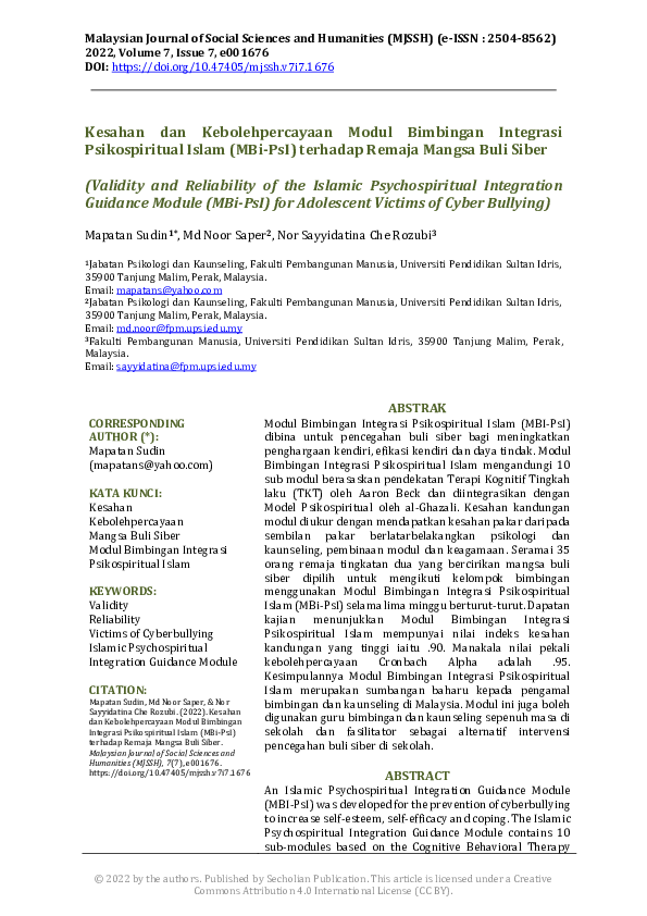 (PDF) Kesahan dan Kebolehpercayaan Modul Bimbingan Integrasi ...