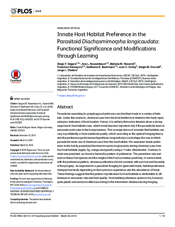(PDF) Host Habitat Preference in Diachasmimorpha