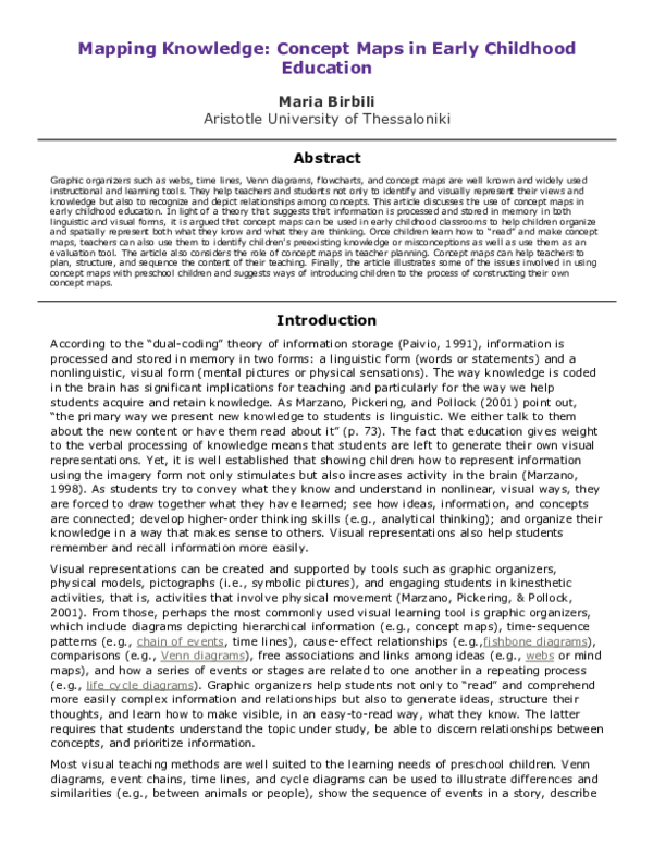 (PDF) Mapping Knowledge: Concept Maps in Early Childhood Education