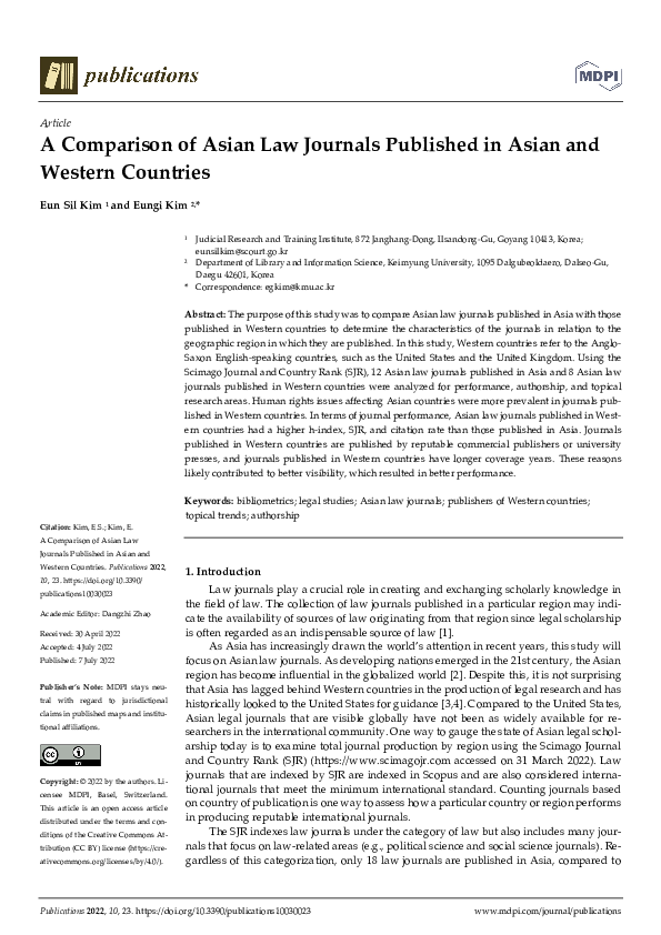 (PDF) A Comparison of Asian Law Journals Published in Asian and Western ...