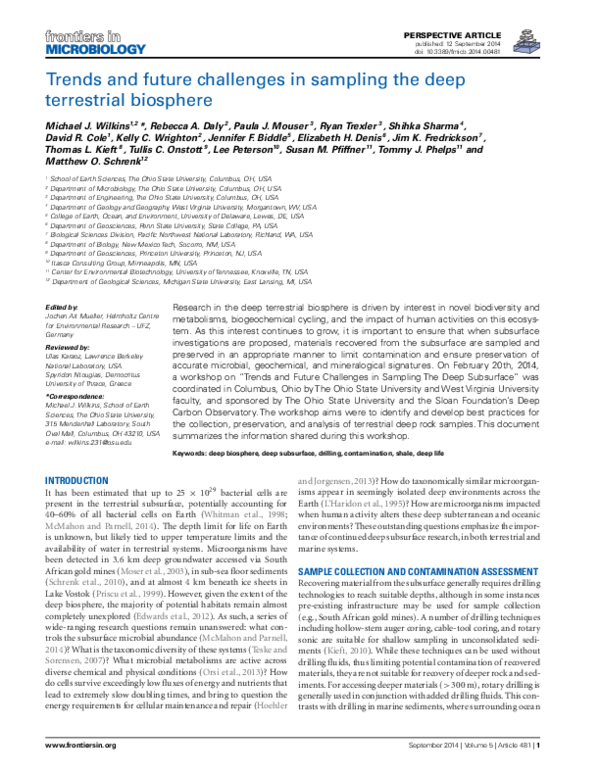 (PDF) Trends and future challenges in sampling the deep terrestrial ...