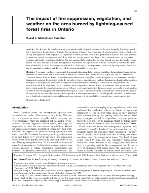 (PDF) The impact of fire suppression, vegetation, and weather on the ...