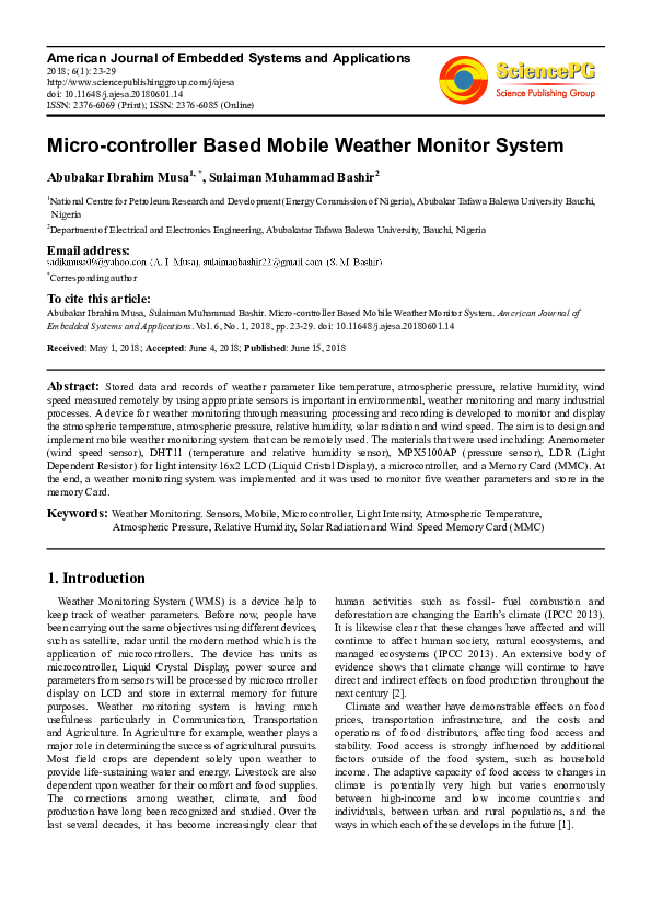 (PDF) Micro-controller Based Mobile Weather Monitor System | Sulaiman Bashir - Academia.edu