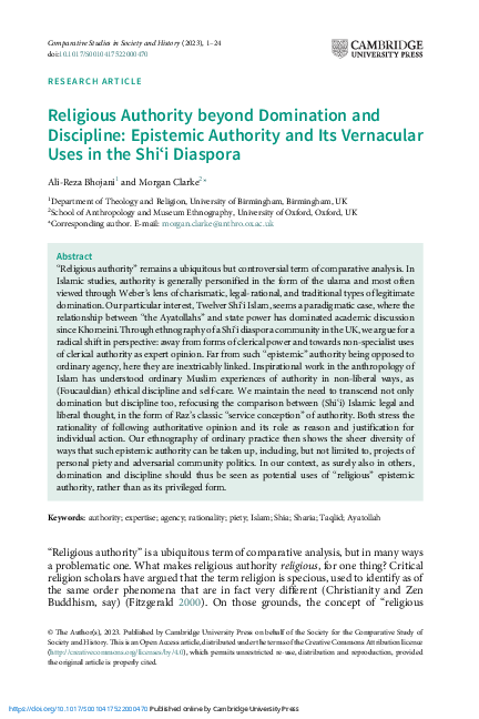 (PDF) Religious Authority beyond Domination and Discipline: Epistemic ...