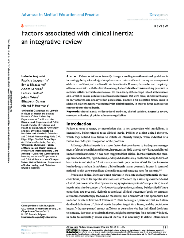 (PDF) Factors associated with clinical inertia: an integrative review