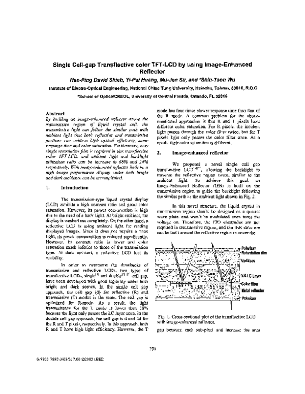 (PDF) 8.3: A Single Cell-Gap Transflective Color TFT-LCD by using Image ...