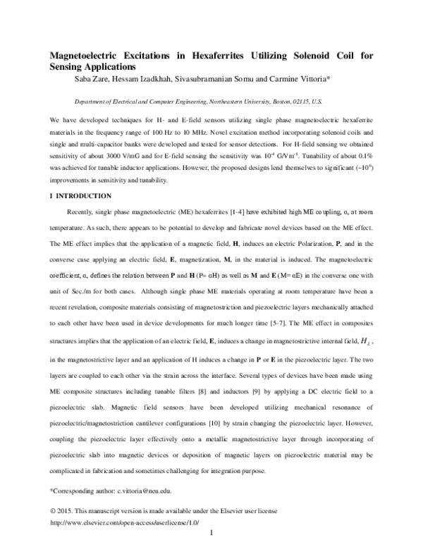 (PDF) Magnetoelectric excitations in hexaferrites utilizing solenoid ...