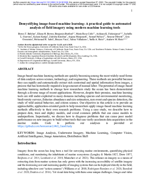 Pdf Demystifying Image Based Machine Learning A Practical Guide To