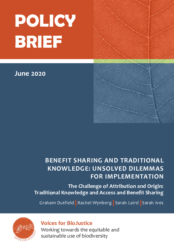 (PDF) BENEFIT SHARING AND TRADITIONAL KNOWLEDGE: UNSOLVED DILEMMAS FOR IMPLEMENTATION The ...