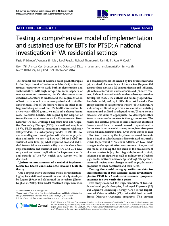 (PDF) Testing a comprehensive model of implementation and sustained use ...