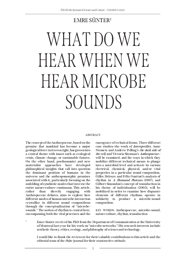 (PDF) Emre Sunter: WHAT DO WE HEAR WHEN WE HEAR MICROBE SOUNDS