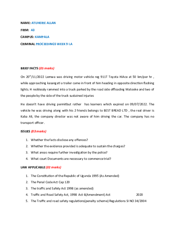 (DOC) CRIMINAL PAPER TRAFFIC OFFENCES