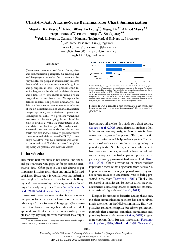 Pdf Chart To Text A Large Scale Benchmark For Chart Summarization