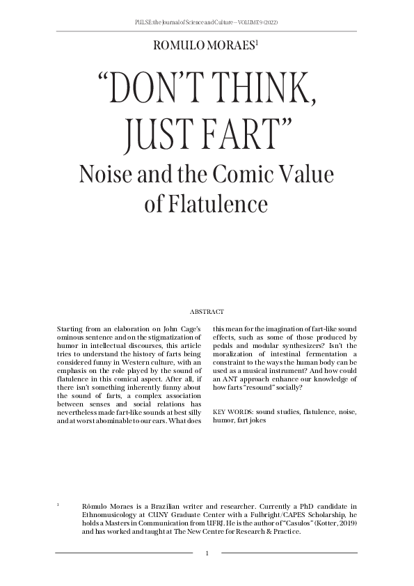 (PDF) Romulo Moraes: “DON’T THINK, JUST FART”: Noise and the Comic ...