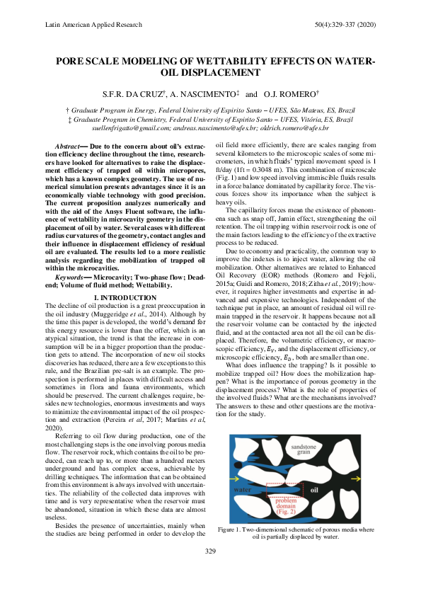 (PDF) Pore Scale Modeling of Wettability Effects on Water-Oil Displacement