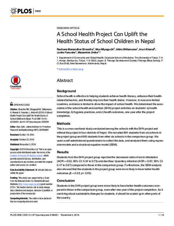 (PDF) A School Health Project Can Uplift the Health Status of School ...