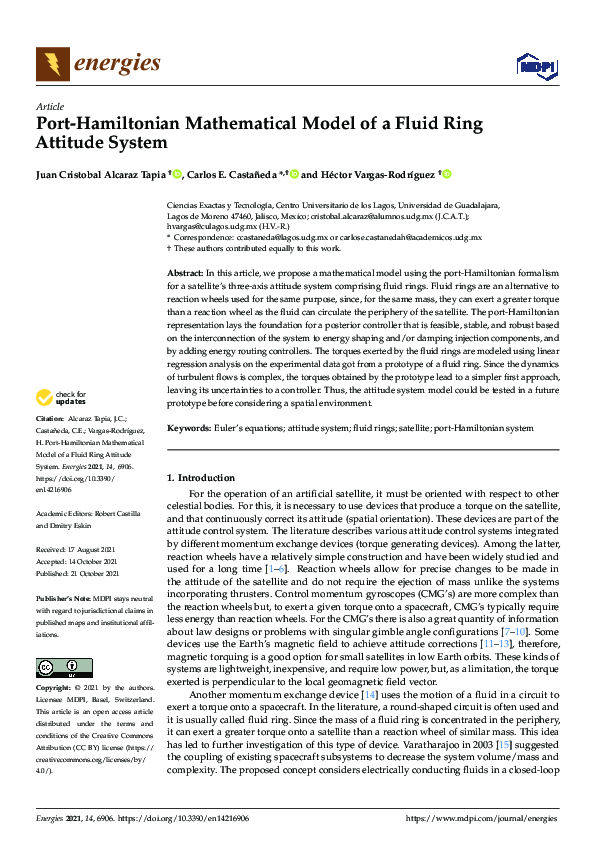 (PDF) Port-Hamiltonian Mathematical Model of a Fluid Ring Attitude System