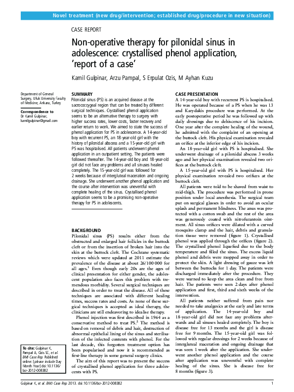 (PDF) Non-operative therapy for pilonidal sinus in adolescence ...