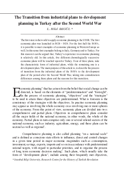 (PDF) The Transition from Industrial Plans to Development Planning in ...