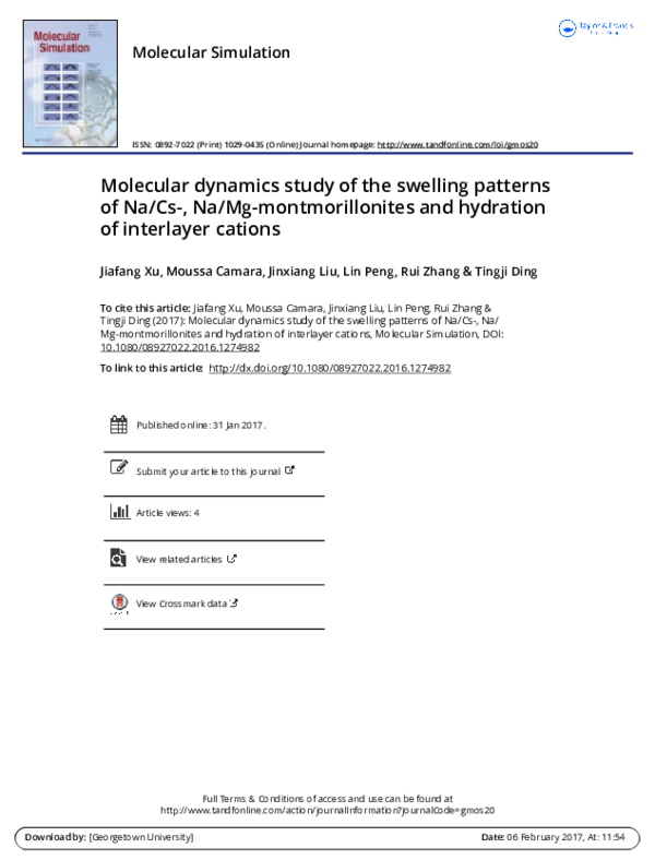 (PDF) A molecular dynamics study of the swelling patterns of Na/Cs ...