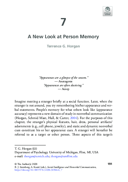 (PDF) A New Look at Person Memory