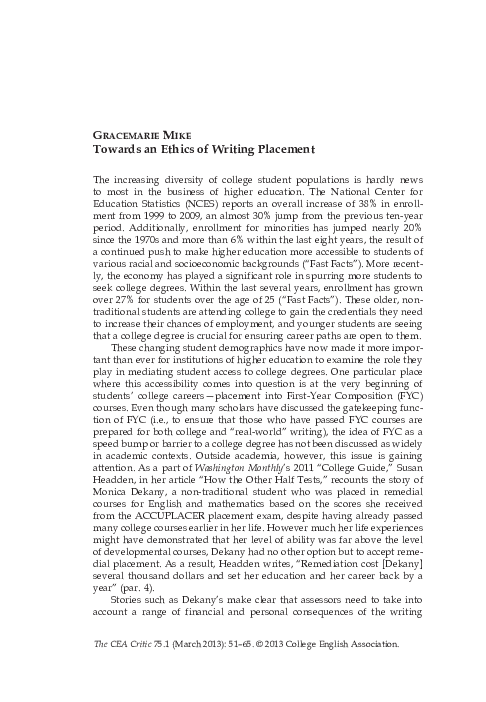 (PDF) Towards an Ethics of Writing Placement (PDF) Towards an Ethics of Writing Placement