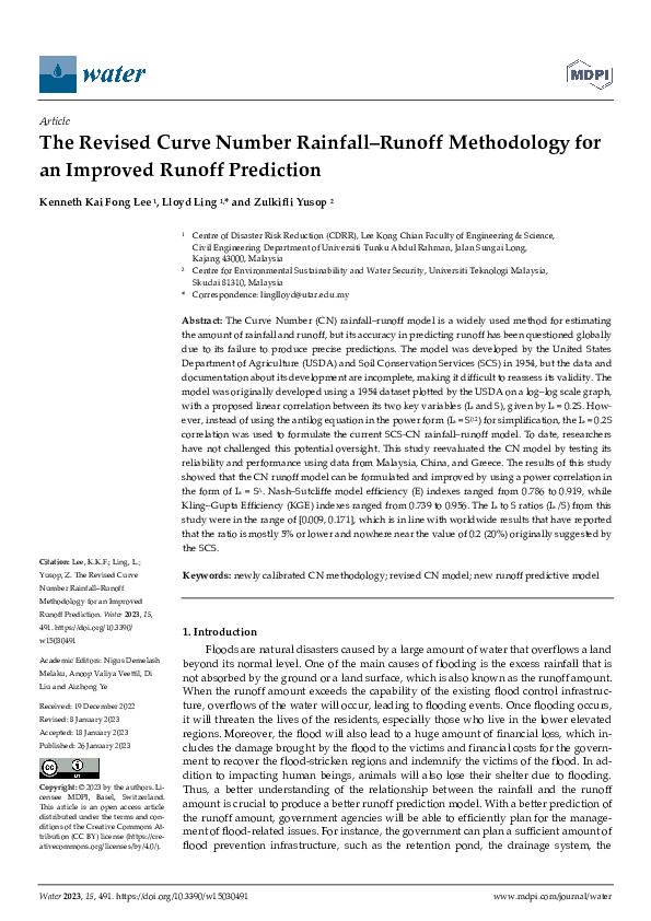 Pdf The Revised Curve Number Rainfallrunoff Methodology For An Improved Runoff Prediction