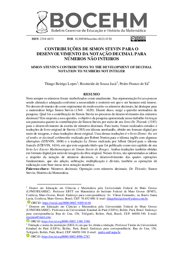 (PDF) Contribuições De Simon Stevin Para O Desenvolvimento Da Notação ...