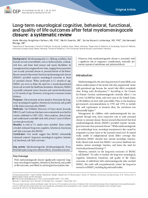 (PDF) Long-term neurological cognitive, behavioral, functional, and ...