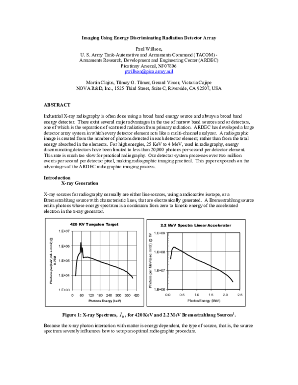 (PDF) Imaging Using Energy Discriminating Radiation Detector Array