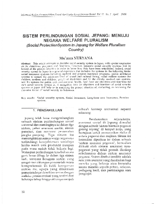 (PDF) Sistem Perlindungan Sosial Jepang: Menuju Negara Welfare Pluralism