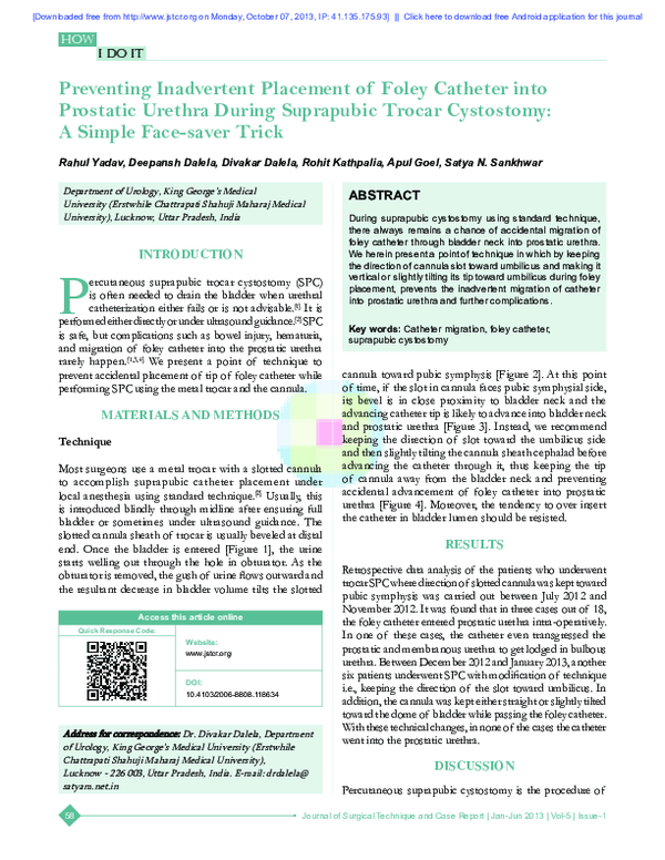 (PDF) Preventing inadvertent placement of foley catheter into prostatic ...