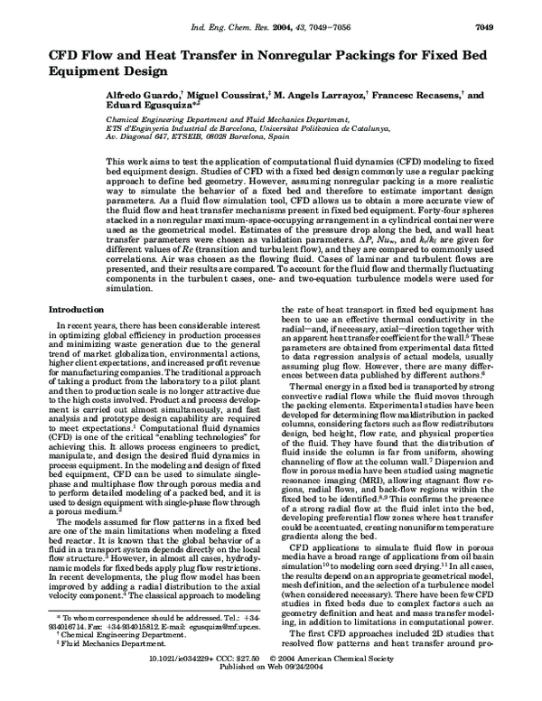 (PDF) CFD Flow and Heat Transfer in Nonregular Packings for Fixed Bed ...