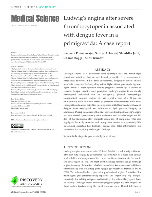 (PDF) Ludwig’s angina after severe thrombocytopenia associated with ...